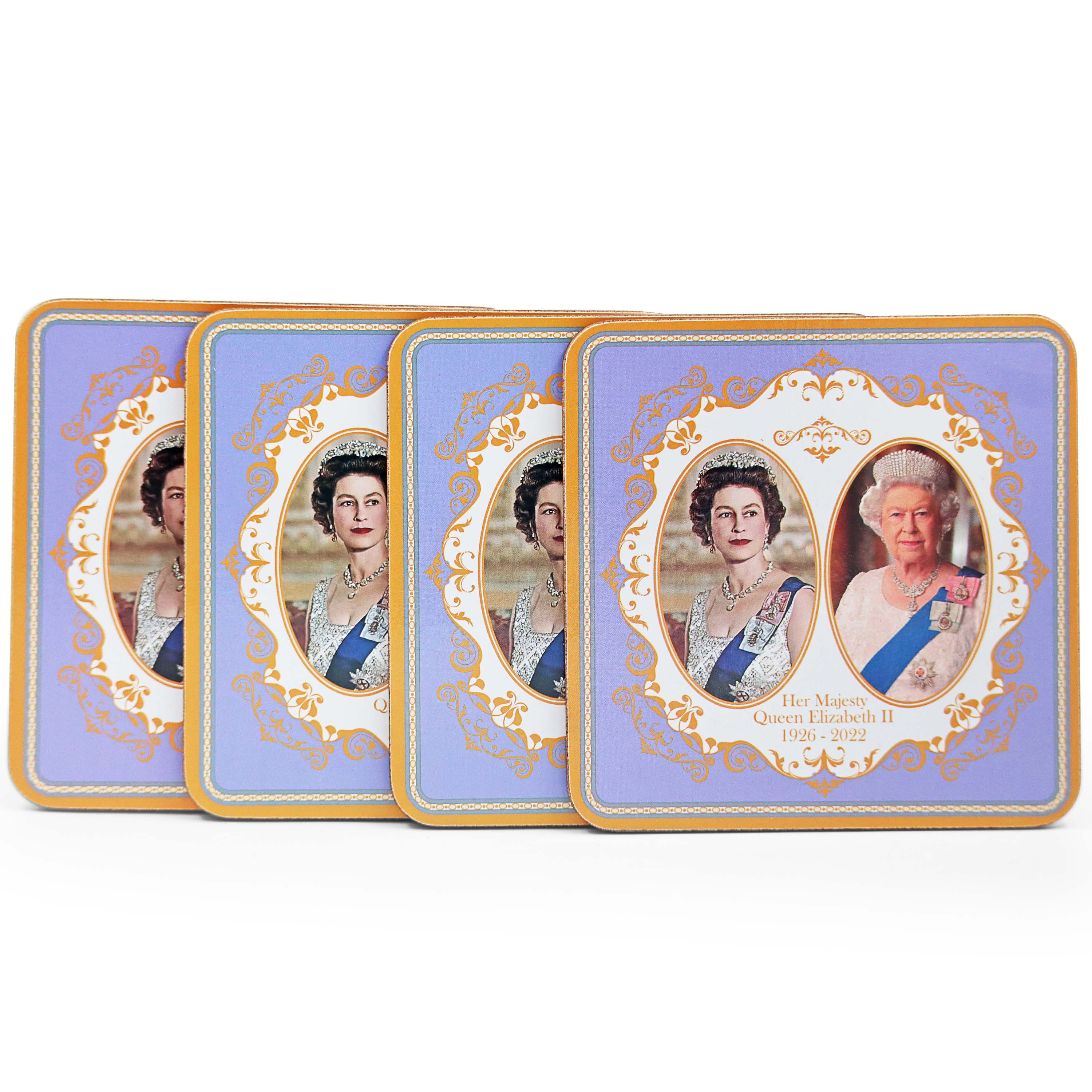 Queen Elizabeth Set Of 4 Coasters - Royal Family Memorabilia – British ...