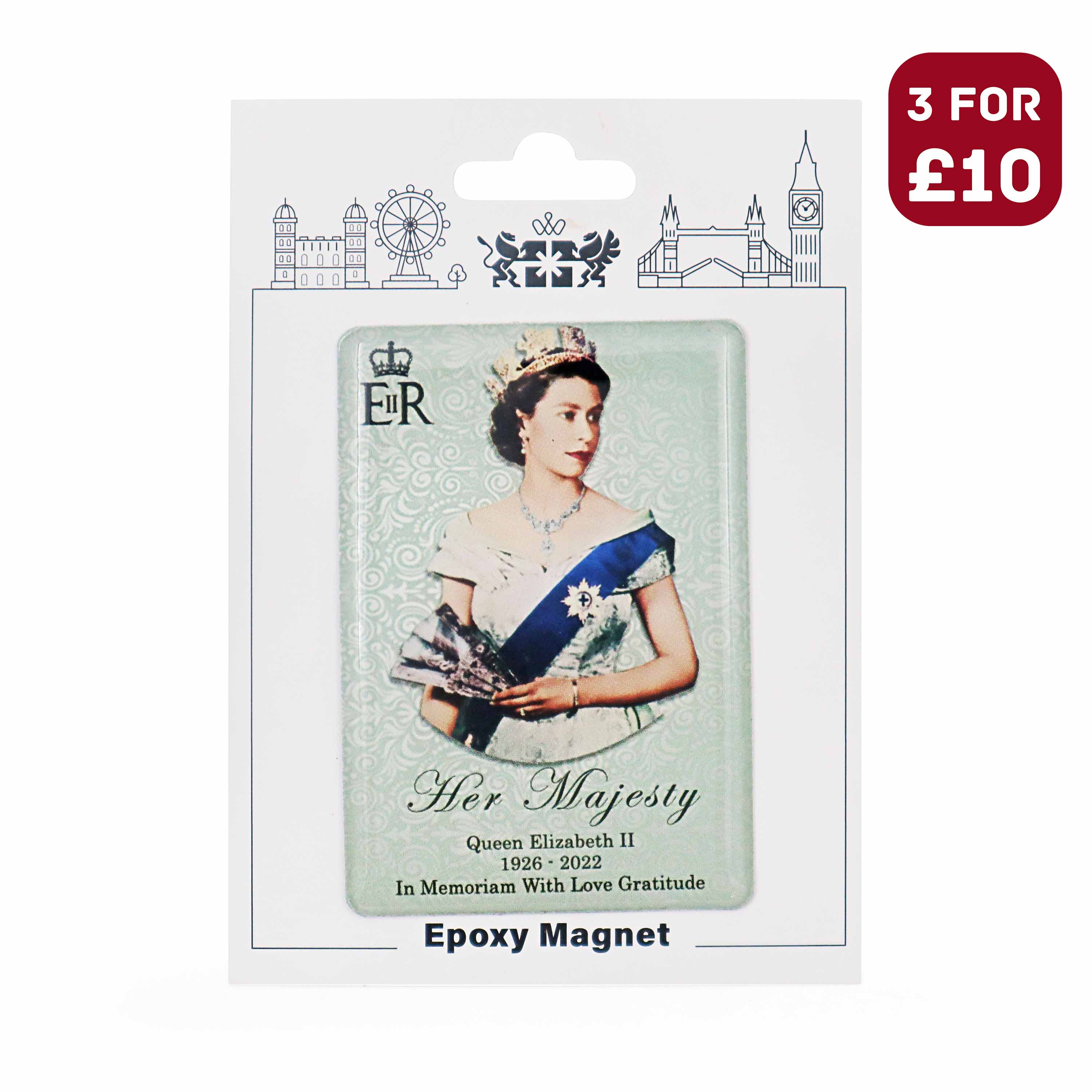Queen Elizabeth II Epoxy Magnet - Design 2 – British Gift Shop