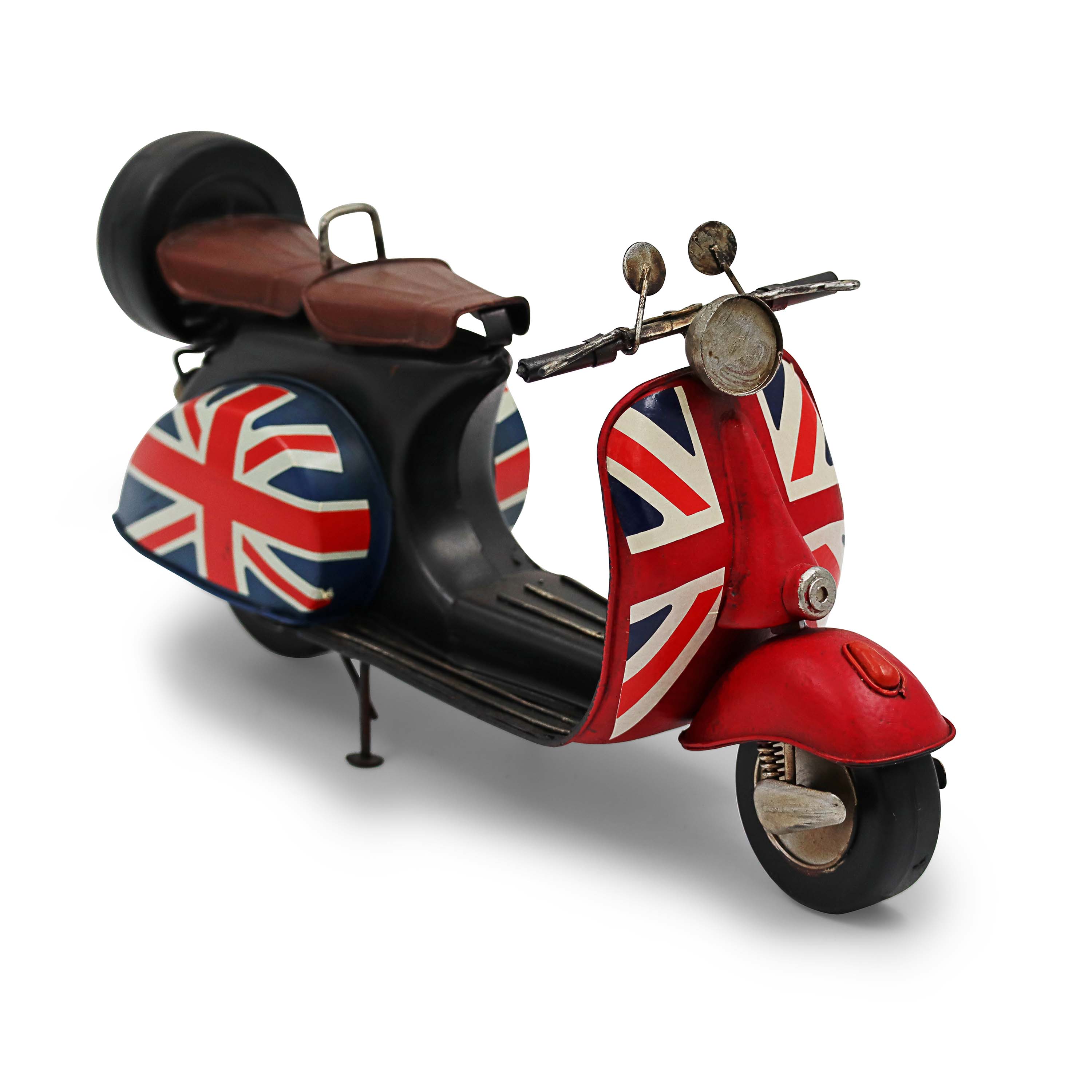 Union Jack Motorcycle Scooter Rustic Tin Model - British Gift Shop